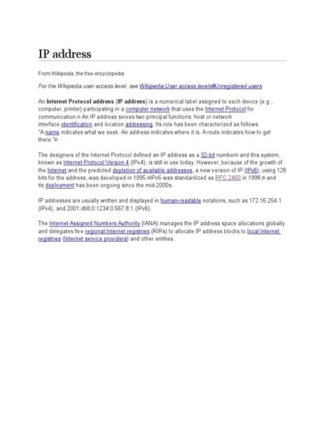 Ip Address For The Wikipedia User Access Level See Pdf Ip Address I Pv6