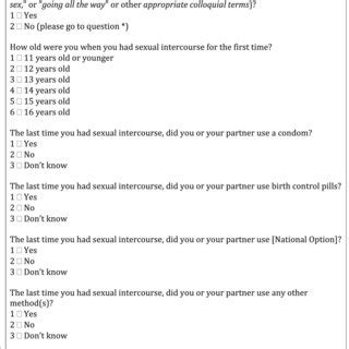 Standardised Questions On Sexual Health In HBSC Survey Download Scientific Diagram