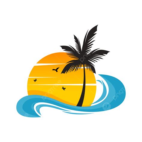 Sunset Summer Beach Logo Vector Logo Beach Ocean Png And Vector With