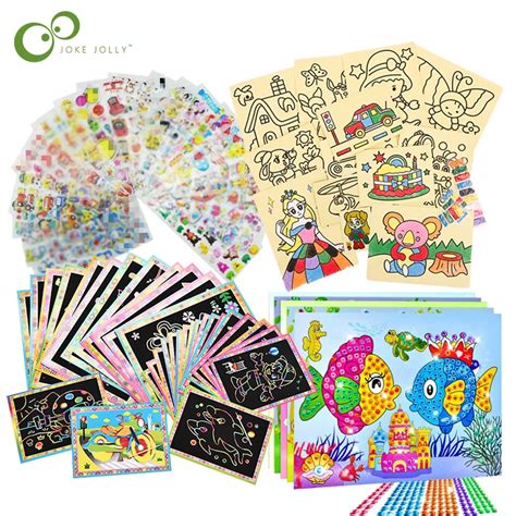 매직 스크래치 아트 낙서 패드 모래 그림 카드 20 개10 개 어린이용 조기 교육 학습 크리에이티브 드로잉 완구 Gyh
