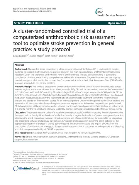 Pdf A Cluster Randomized Controlled Trial Of A Computerized Antithrombotic Risk Assessment