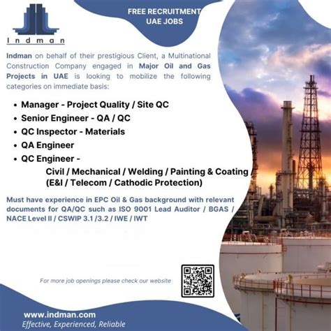oil gas jobs on linkedin qaqc inspectors uaejobs indmanhiring
