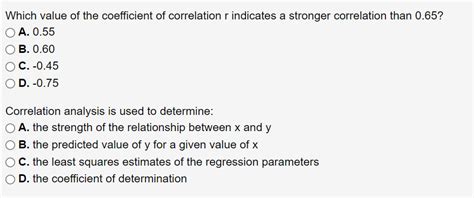 Solved Which Value Of The Coefficient Of Correlation R Chegg
