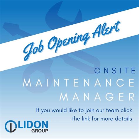 Lidon Group On Linkedin Lidon Group Has A Vacancy For An Experienced Maintenance Manager To Help…