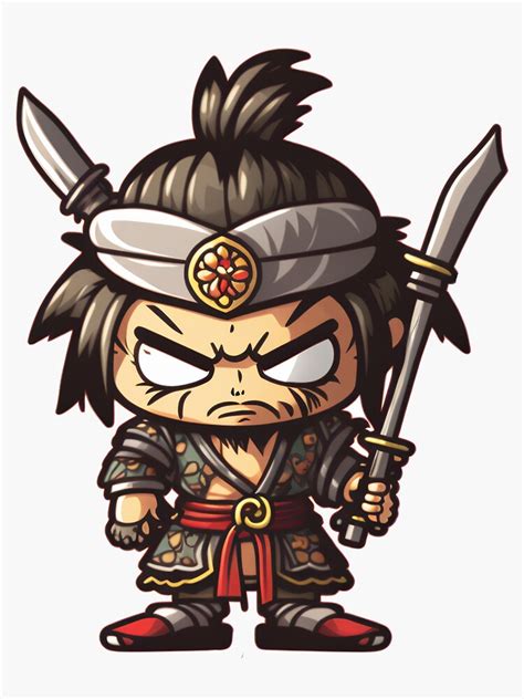 Chibi Samurai Sticker For Sale By Flowinglobe Redbubble