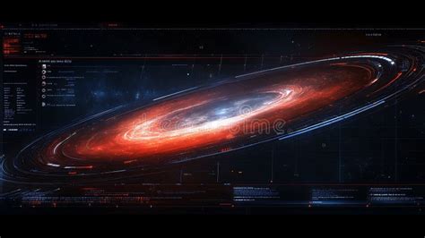 A Digital Representation Shows A Galaxy Surrounded By Data Graphics Stock Illustration