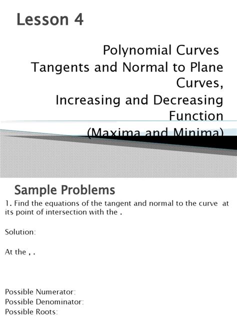 Lesson 4 Polynomial Curves Tangents And Normal To Plane Curves Pdf