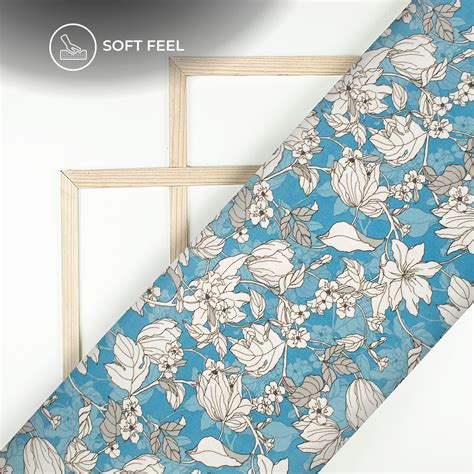 Premium Floral Digital Print Japan Satin Fabric Fabcurate