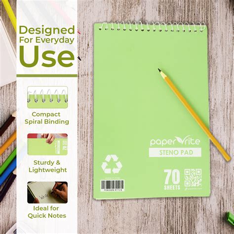 Steno Pad 6×9 Light Green 70 Sheets Pack Of 6