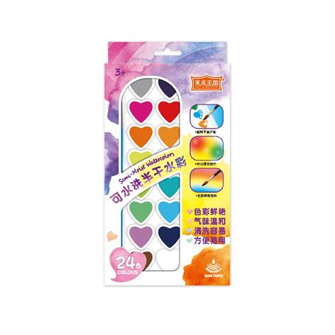 Semi Moist Watercolors Set With Brush Heart Shape Vicedeal