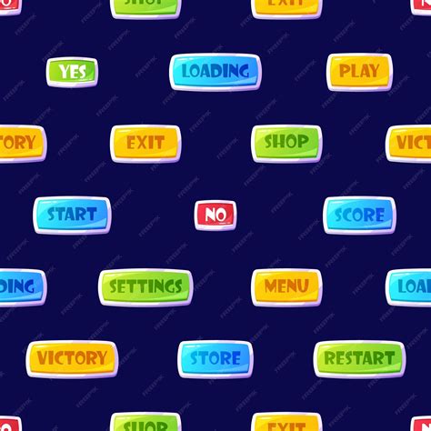 premium vector seamless pattern featuring colorful game menu buttons