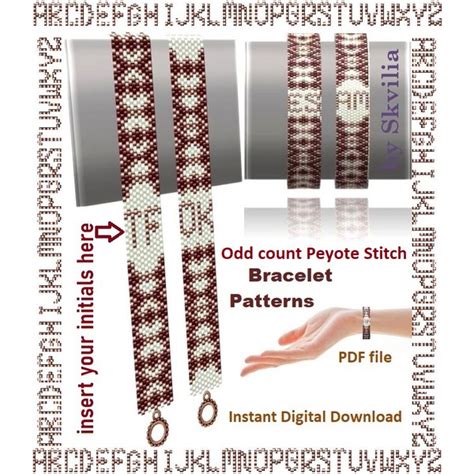 Cuff Bracelet Odd Count Peyote Stitch 4 Patterns Alphabet B Inspire Uplift