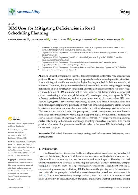 Pdf Bim Uses For Mitigating Deficiencies In Road Scheduling Planning