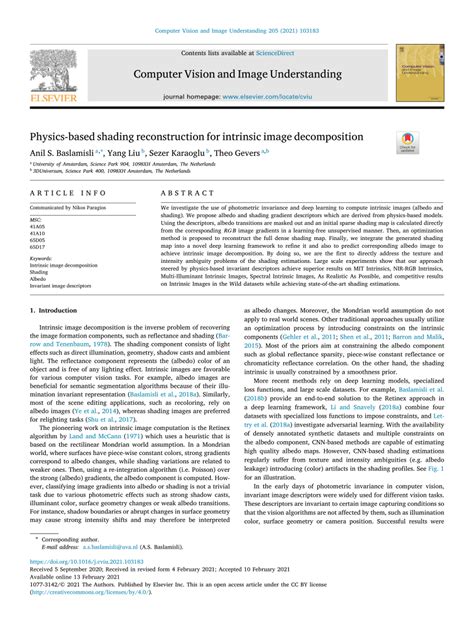 Pdf Physics Based Shading Reconstruction For Intrinsic Image