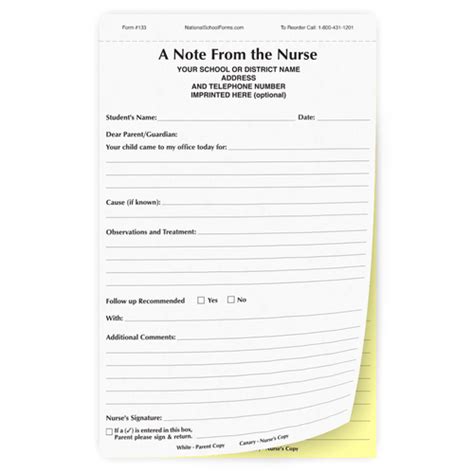 Note From The Nurse Health Office Notes Home School Nurse Communication