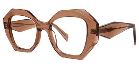 Edalene Geometric Brown Eyeglasses Vooglam