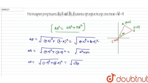 If The Line Segment Joining The Points `aab And B C D` Subtends A Right Angle At The Youtube
