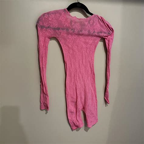 Skims Hot Pink Long Sleeveshorts Romper Worn Once Depop
