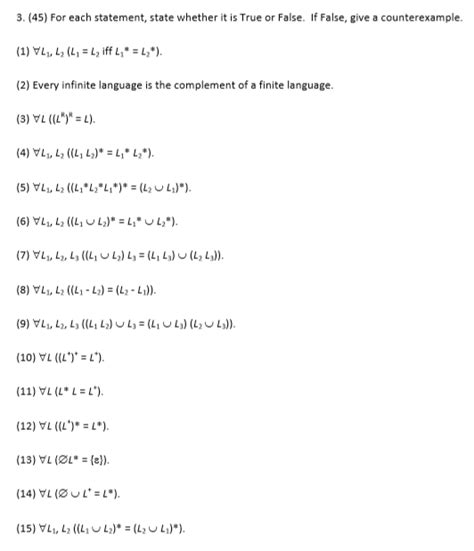 Solved For Each Statement State Whether It Is True Or