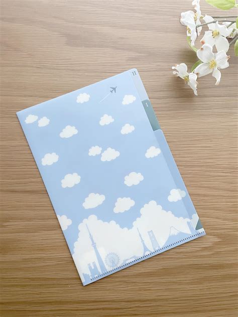 A5 File Folder With 2 Tab Pockets Clouds And Japan La Petite Cute Shop