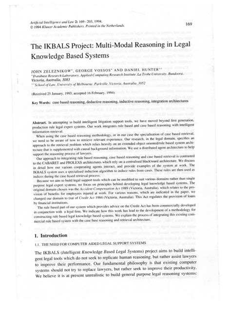 Pdf The Ikbals Project Multi Modal Reasoning In Legal Knowledge Based Systems