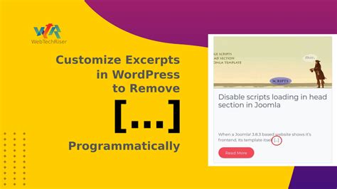 How To Customize Excerpts In Wordpress To Remove The