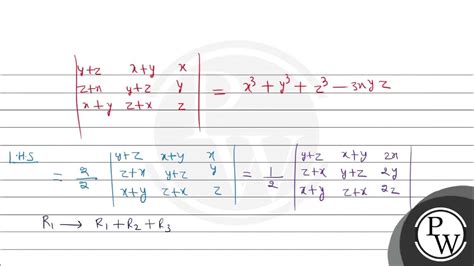 Using properties of determinants, prove the identities: \[ \left|\begin{array}{lll} y+z & x+y ...