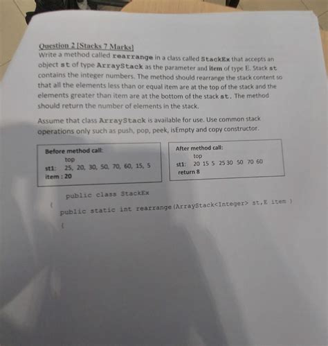 Solved Question Stacks Marks Write A Method Called Chegg