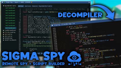 Universal Script UPDATE Sigma Spy Remote Spy Script Builder Decompiler Roblox
