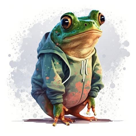 Premium Photo A Frog Wearing A Hoodie That Saysfrogon It