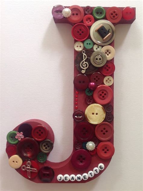 Letter J Button Initial Craft
