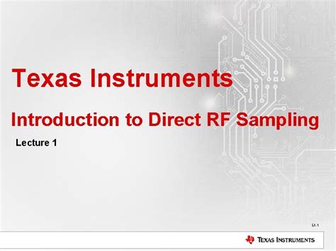 Texas Instruments Introduction To Direct RF Sampling Lecture