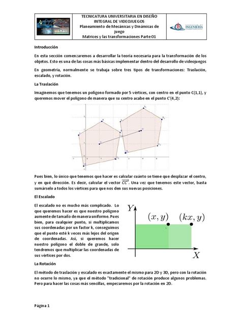 Matrices En Videojuegos 1 Pdf Matriz Matemáticas C Sharp