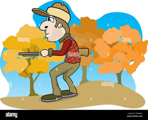 Illustration Of A Hunter Looking For His Prey Stock Vector Image And Art