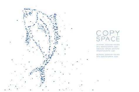추상적인 기하학적 낮은 다각형 사각형 상자 픽셀 및 삼각형 패턴 참치 물고기 모양 수 산 및 해양 생명 개념 디자인 복사 공간 벡터 Eps 10 흰색 바탕에 파란색 그림