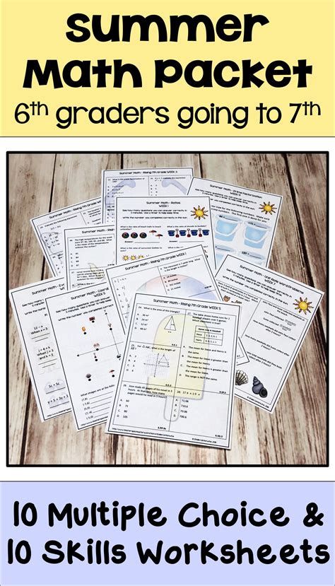 7th Grade Math Summer Worksheets 6th Grade Math Review No Prep