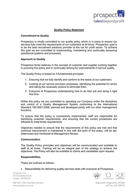 quality policy statement