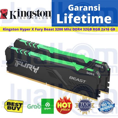 Jual Kingston Hyper X Fury Beast 32GB DDR4 3200 Mhz RGB 2x16GB | Shopee ...