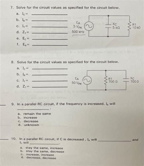 solved 7 solve for the circuit values as specified for the