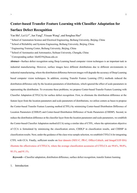Pdf Center Based Transfer Feature Learning With Classifier Adaptation