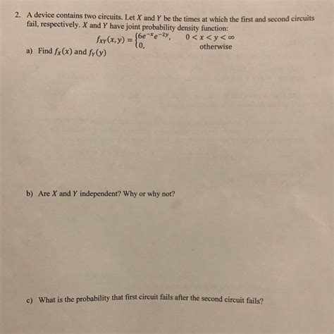 solved a device contains two circuits let x and y be the