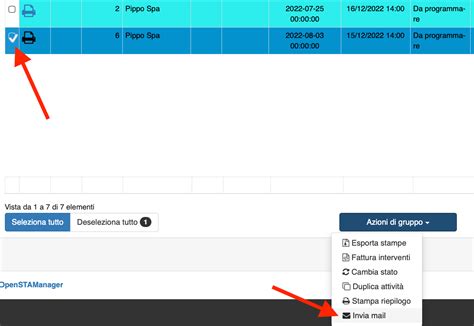 Invio Via Mail Rapportini Tramite Azione Di Gruppo Issue Devcode It Openstamanager