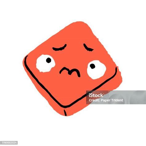 기하학적 얼굴 사각형 그림 마름모 모양 각도 모양이 있는 이모티콘 귀여운 기하학 캐릭터 슬픈 감정 우울한 표정 낙서 스티커 흰색에 평평한 고립 된 벡터 그림 각도에 대한