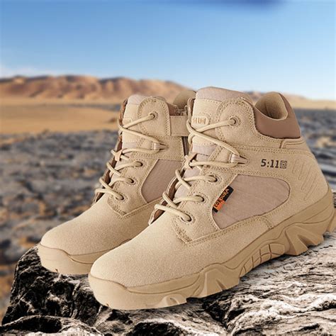 Mens Mid Top Tactical Boots Outdoor Tactical Shoes Wear Resistant