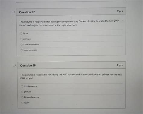 solved d question 27 2 pts this enzyme is responsible for