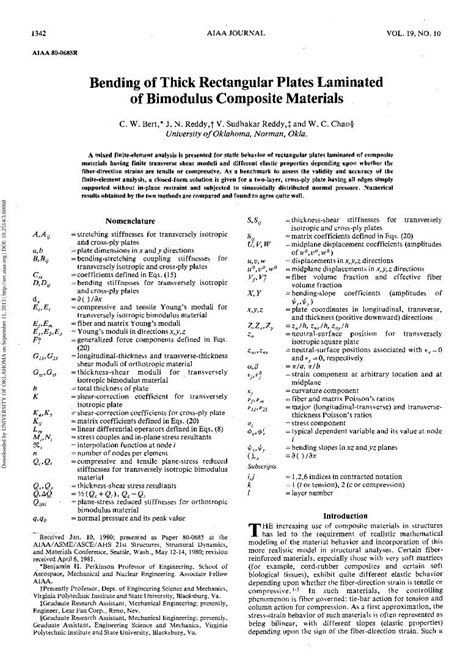 Pdf Bending Of Thick Rectangular Plates Laminated Of Bimodulus