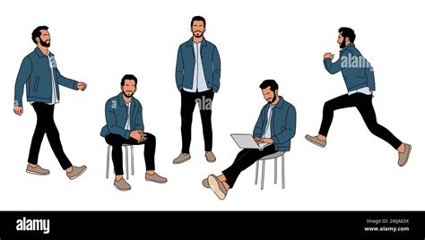 Man Standing Using Laptop Side Stock Vector Images Alamy