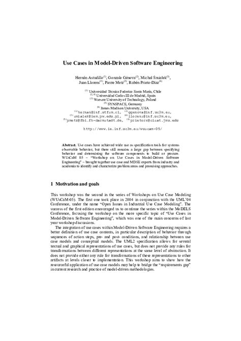 Pdf Use Cases In Model Driven Software Engineering