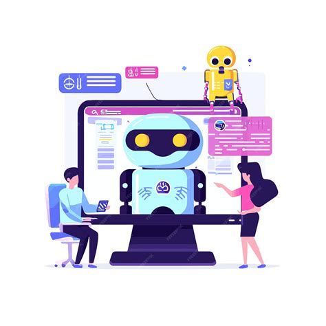 Premium Vector Tinypeoplechattingwithchatbotoncomputer