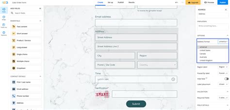 how to customize form address fields 123 form builder